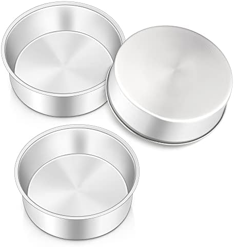 Herogo Cake Tin, 6 Inch Round Cake Tins Set of 3, Stainless Steel Deep ...