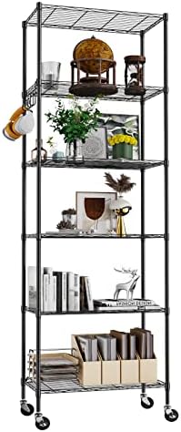 Amazon.com: Homdox 5 Tier Wire Shelving Unit on Wheels, Adjustable ...