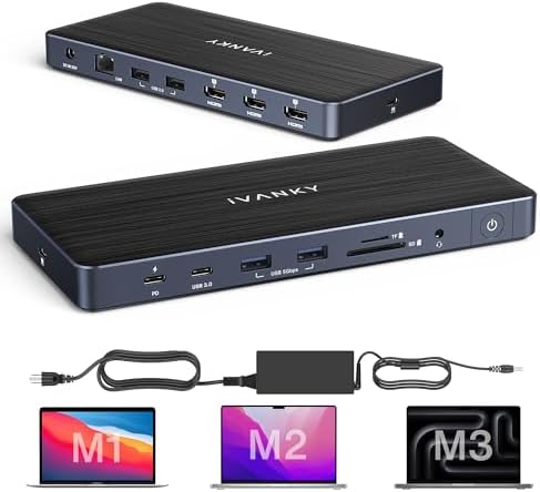 Amazon.com: Lemorele MacBook Docking Station Dual Monitor Multi-Stream ...