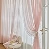 Amazon.com: Risuho Romantic Pink Lace Sheer Curtains French Floral ...