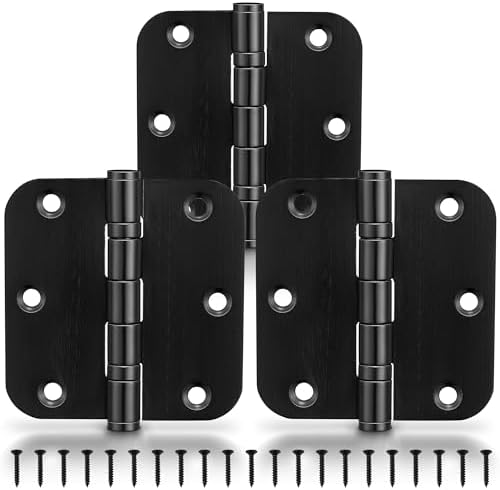 KOLET Ball Bearing Door Hinges, 3.5 Inches Black Door Hinges, 5/8'' Radius Corner Commercial ...