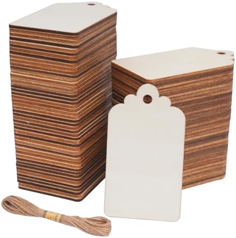 50 Pcs Wooden Slices Rectangle-Shaped Blank Name Tags Wine Tag Have ...