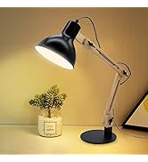 DLLT Swing Arm Desk Lamp, Wood Adjustable Gooseneck Table Lamp, Modern ...