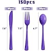 Amazon.com: 150 Pcs Purple Plastic Silverware Heavy Duty Purple Plastic ...
