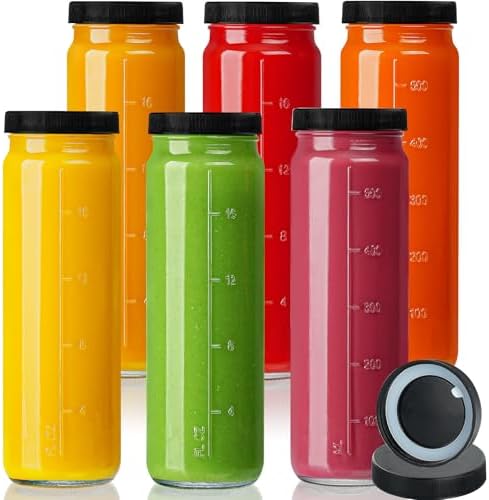 Amazon.com: Huichuiero [6 Pack] 20 Oz Glass Juicing Bottles w Airtight ...