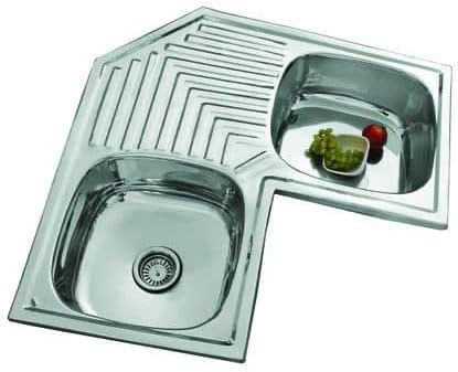 JINDAL Double Bowl Corner Kitchen Sink ( 36*36*8 ) 9.5kg Grade-304 ...