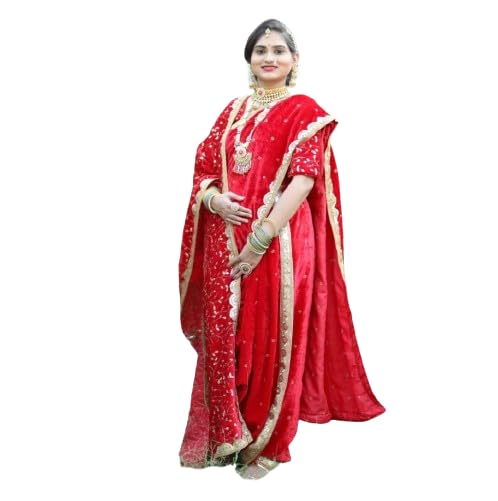 Buy Women's/men's Velvet Dupatta (Shela) (Red) at Amazon.in