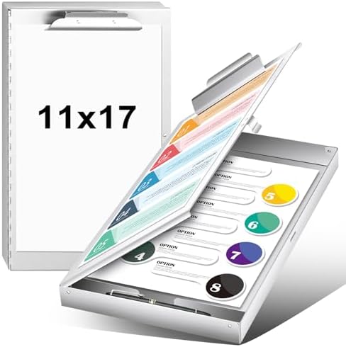 Chivertion 1 Pcs Aluminum 11'' x 17'' Clipboard with Storage Heavy Duty ...