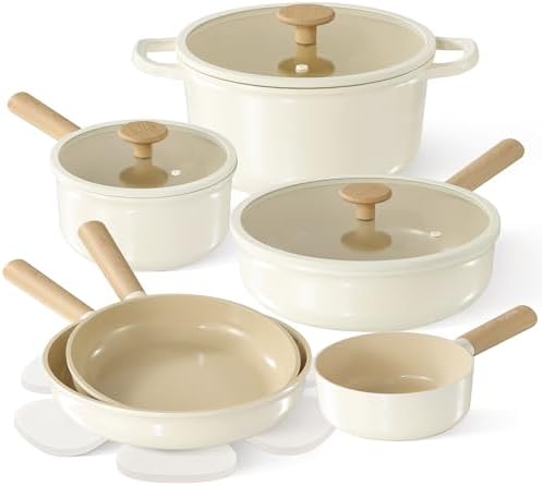 Amazon.com: CAROTE 15pcs Ceramic Cookware Set, Pots and Pans Set ...