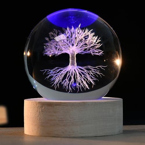 Amazon.com: Arikyrist 3D Engraved Flower of Life Crystal Ball, Laser ...