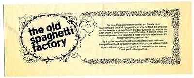 Amazon.com: The Old Spaghetti Factory Menu 1980's Spokane Washington ...
