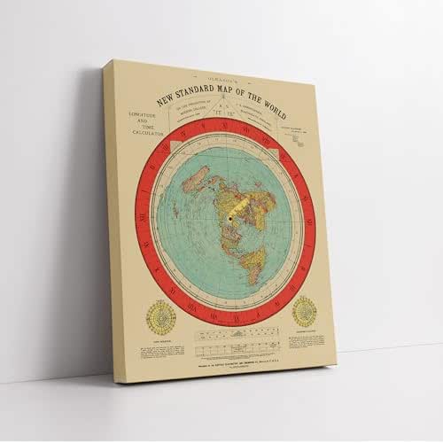 Amazon.com: Monem Art New Standard of the World Map Canvas - Flat Earth ...
