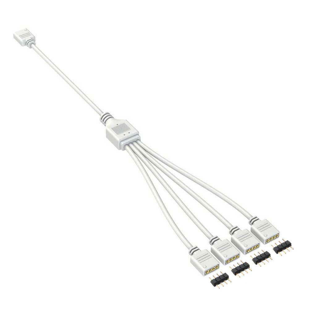 COOLMOON, CABO SPLITTER RGB 12V 4 PINOS BRANCO DIVISOR 1 PARA 4 SAÍDAS ...