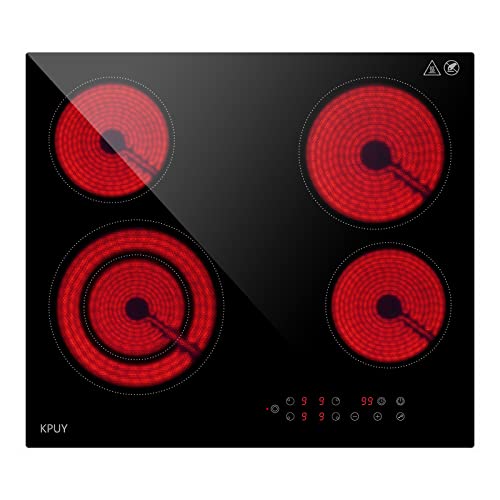 4 Burner Electric Cooktop(220-240V for Hard Wire) 6400W 24 Inch Built ...