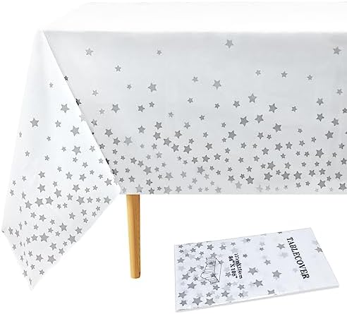 Topeedy 1pcs White and Silver Tablecloth,137 * 274cmValentine‘s Day ...