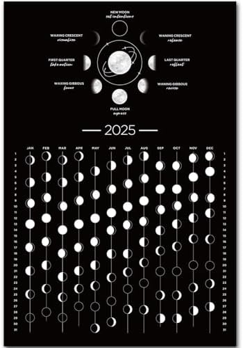 Amazon.com: Moon Calendar 2025,2025 Moon Phase Calendar Wall Poster ...