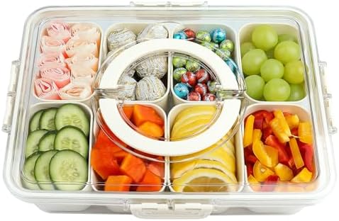 Amazon.com | Snackle Box Container, Divided Serving Tray with Lid and ...