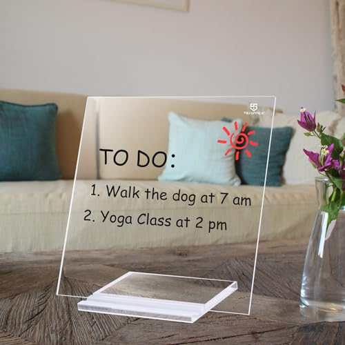 10 x 10 Clear Acrylic Dry Erase Board with Stand for Office, Home ...