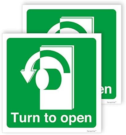 Turn to Open Left Sticker/Self Adhesive Sign - Fire, Push Bar/Pad ...