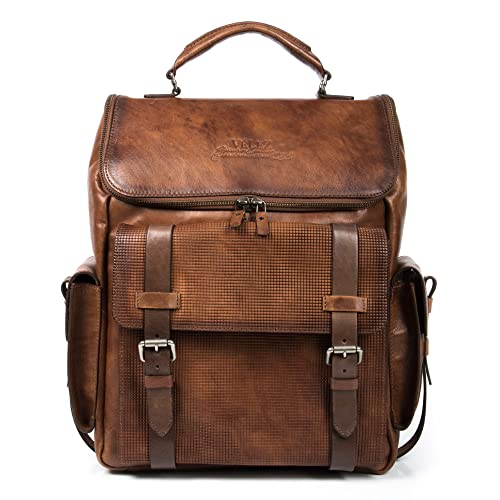 VELEZ Full Grain Leather Backpack for Men - 15.6 Inch Laptop Bag - Tan ...