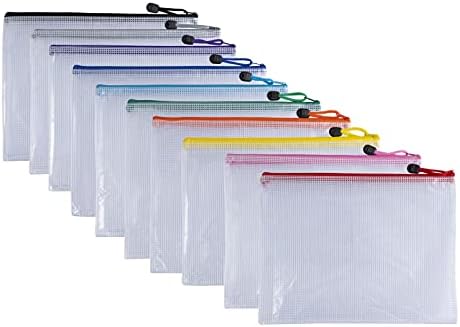 Pack of 10 A5 Assorted PVC Mesh Coloured Zip Bags : Amazon.co.uk ...