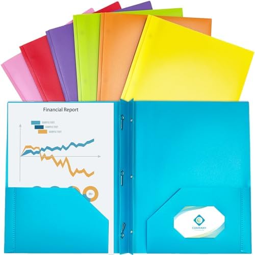 Amazon.com : 7Pack Plastic Folders with Pockets and Prongs-Assorted ...