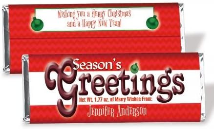 Amazon.com: Personalized Holiday Candy Bar Wrapper- Set of 24 ...