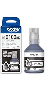 Brother Genuine BTD100BK Ultra High Yield Black Ink Bottle, 7,500 Page ...