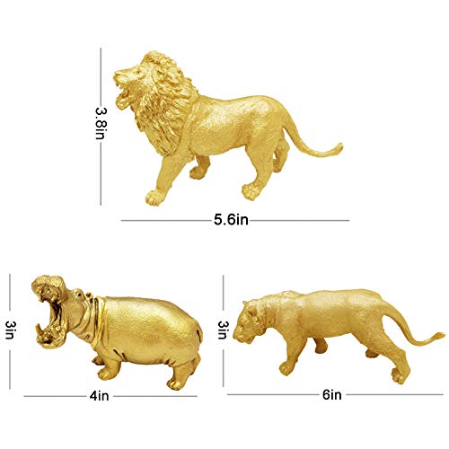 Metallic Gold Safari Animals Figurines Toys 12Pcs, Jungle - Want It All