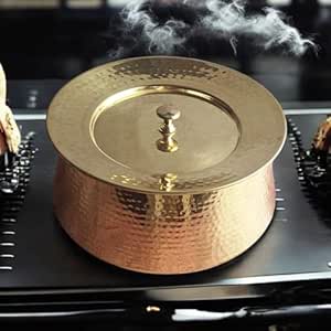 Buy MERCHANT ANTIQUES 100% Pure Brass Hammered Lagan Handi for Cooking ...