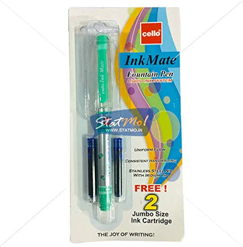Cello ink mate liquid ink fountain pen with 2 free cartridges pack of 1 ...