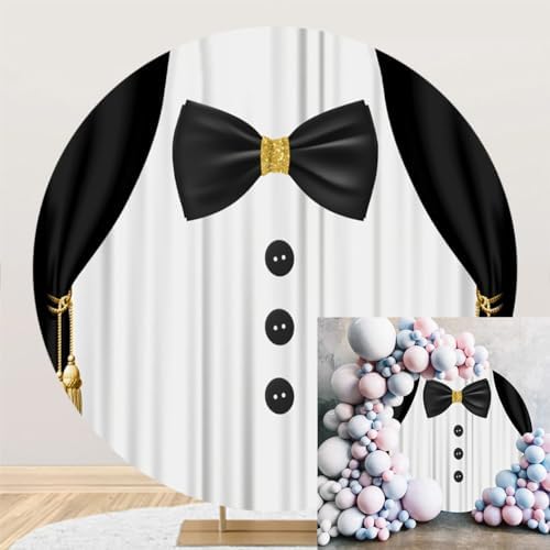 Amazon.com : Laeacco 6x6ft Gentleman Tuxedo Round Backdrop Black and ...
