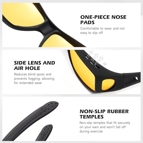 Fanshen Polarized Night Driving Glasses, HD Anti Glare UV Protection ...
