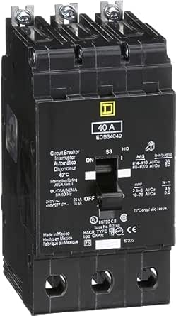 Square D EDB34040 Breaker Bolt in 40AMP 3POLE 480Y/277VOLT AC New ...