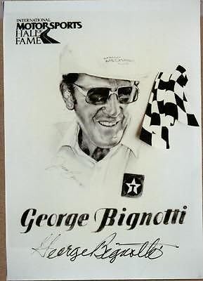 George Bignotti, Racing Crew Chief Signed 3 1/2" x 5" Black and White ...