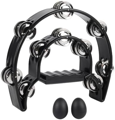 Amazon.com: Double Row Tambourine, Half Moon Handheld Tambourine, Metal ...