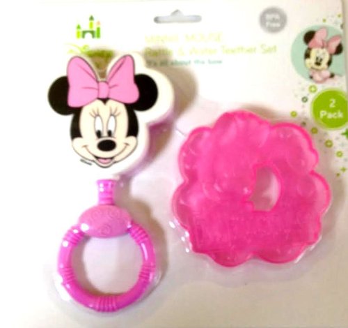 Buy Disney Baby Minnie Mouse Rattle & Water Teether Set 2 Pack Pink BPA ...