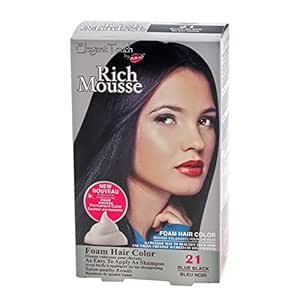 Amazon.com : Foam Hair Color Rich Mousse Blue Black #21, Elegant Touch ...