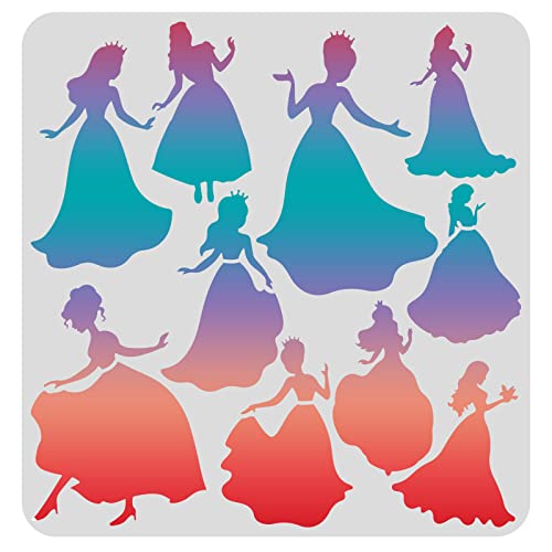 FINGERINSPIRE Princess Stencils Template 30x30cm Plastic 10 Princess ...