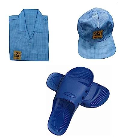 ALTS ELECTRONIC Sky- ESD Apron, ESD Slipper, ESD Cap Blue combo set ...