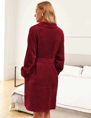 Snapklik.com : Womens Plush Short Robes V Neck Fleece Fluffy Soft ...