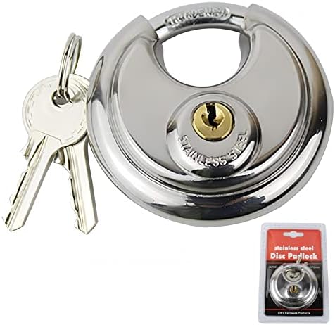 Bailinks Heavy Duty Disc Padlock, Key Padlock Outdoor, Stainless Steel ...