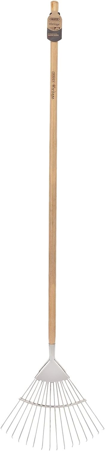 Draper Heritage 99020 Stainless Steel Lawn Rake with Ash Handle ...