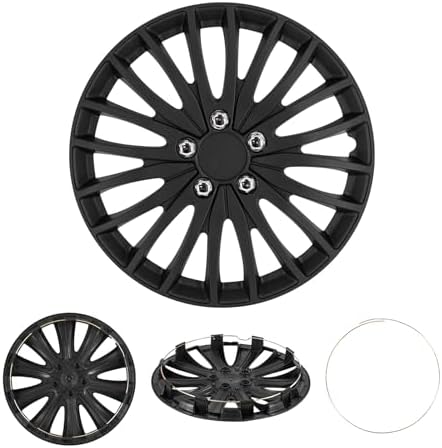 Amazon.com: Cobra-Tek Set of 4 Hubcaps Wheel Cover JDM Black Red ...