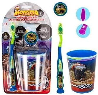 Amazon.com: Monster in My Garage 3-Piece Kids Toothbrush Set Travel Kit ...