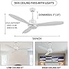 Amazon.com: YJFAN 56 Inch Ceiling Fans with Lights, Modern White ...