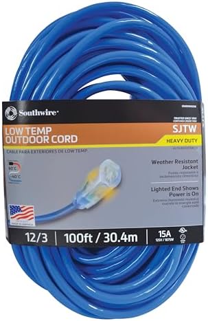 Amazon.com: Southwire Coldflex 12/3 Heavy-Duty Extension Cord, 100Ft ...