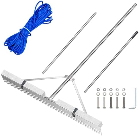 Amazon.com : Stainless Steel Landscape Rake 36" Collapsible Thatch Rake ...