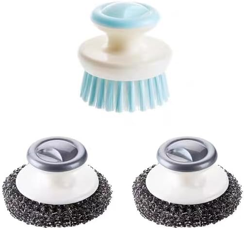 Amazon.com: 2Pcs Stainless Steel Wool Scrubber with Handle and 1 Pcs ...