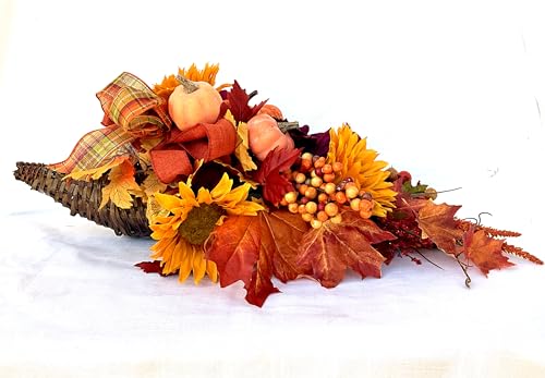 Amazon.com: Fall Cornucopia centerpiece, horn of plenty, Thanksgiving ...